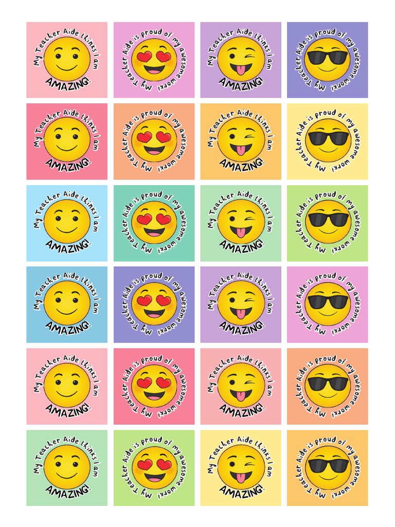T P 1638187367 Teacher Aide Reward Stickers Emoji Smiles Ver 4 | PDF