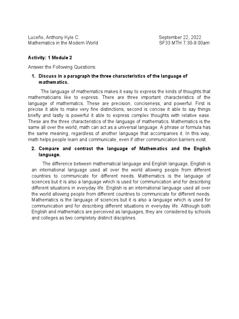 Activty 1 Module 2 | PDF | Language Arts & Discipline