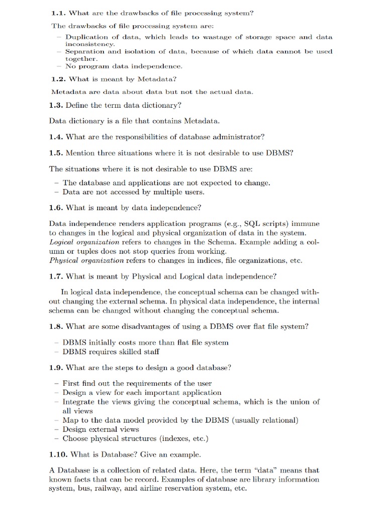 Unit 1 Imp 2 Marks Questions Rdbms | PDF