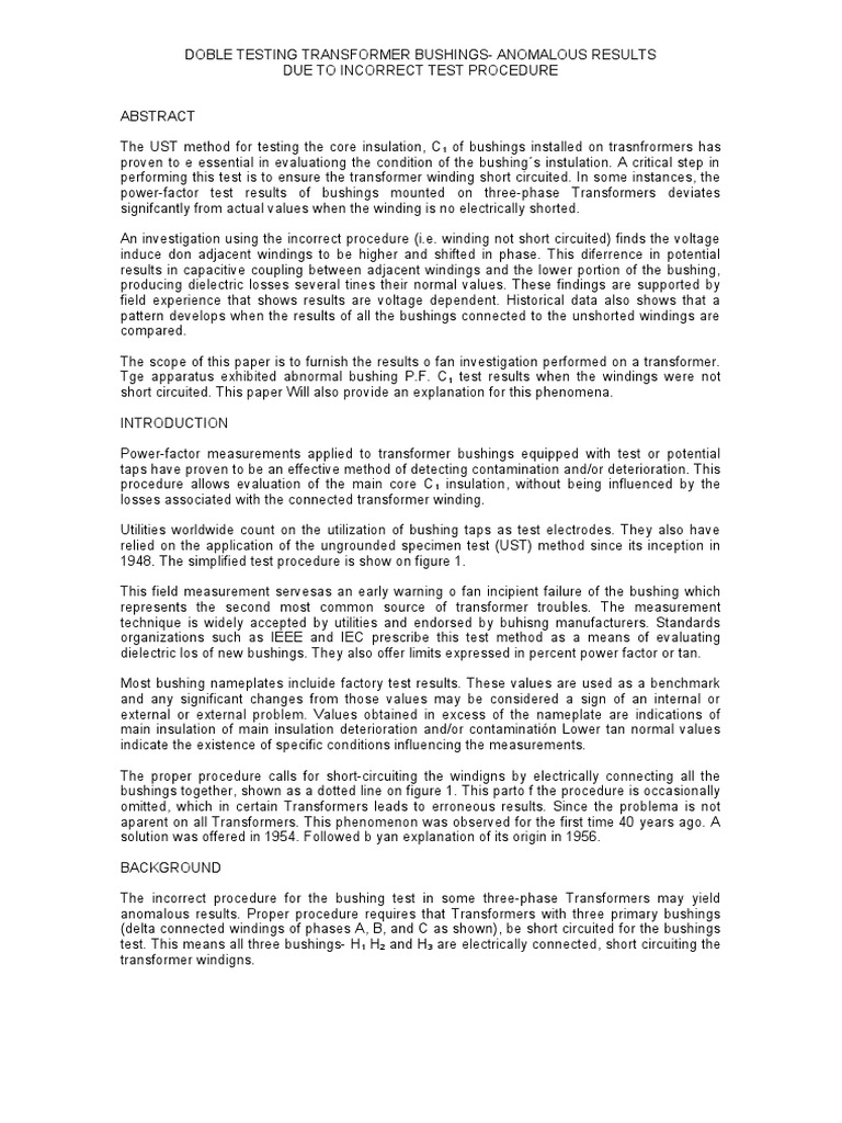 Doble Testing Transformer Bushings | PDF | Transformer | Voltage