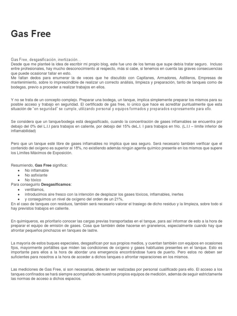 Gas Free | PDF | Oxígeno | Gases