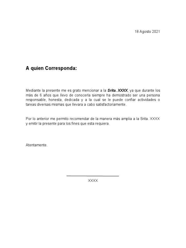 Carta Rec. Personal | PDF