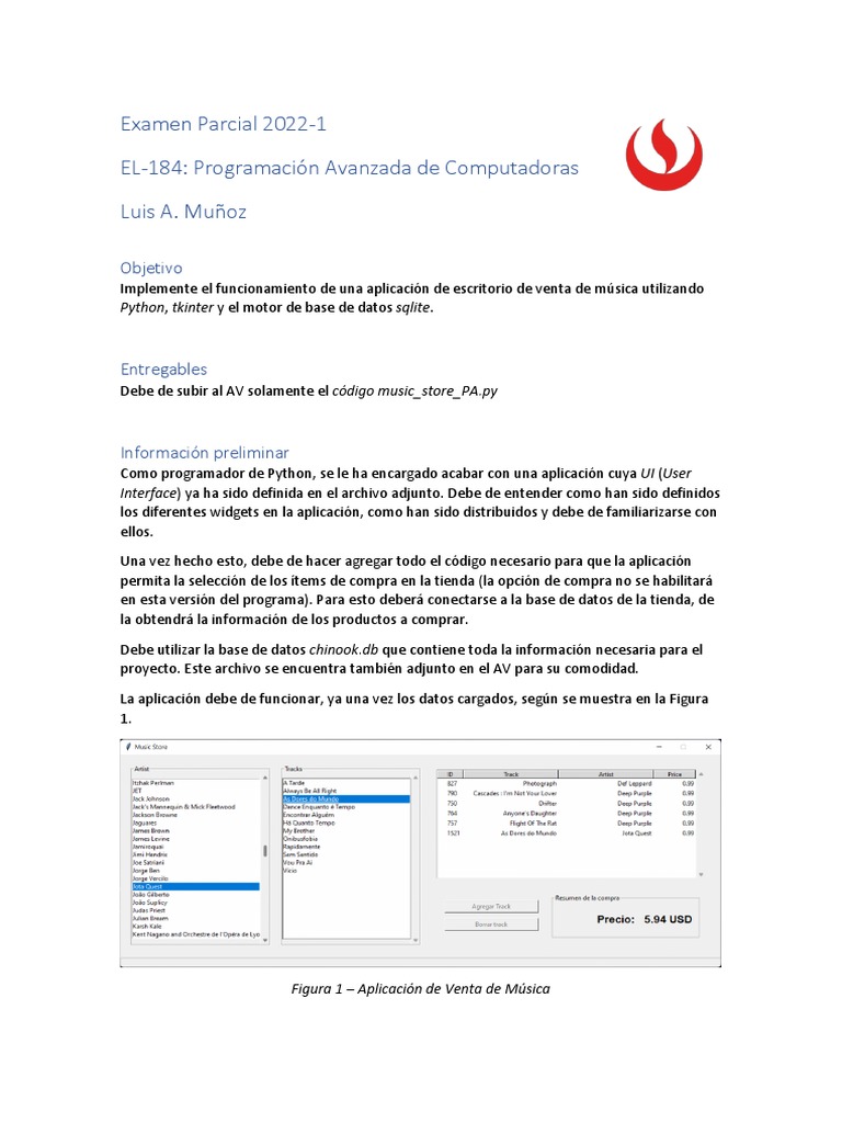 EL184 - Examen Parcial 2022-1.. | PDF | Bases de datos | Python ...