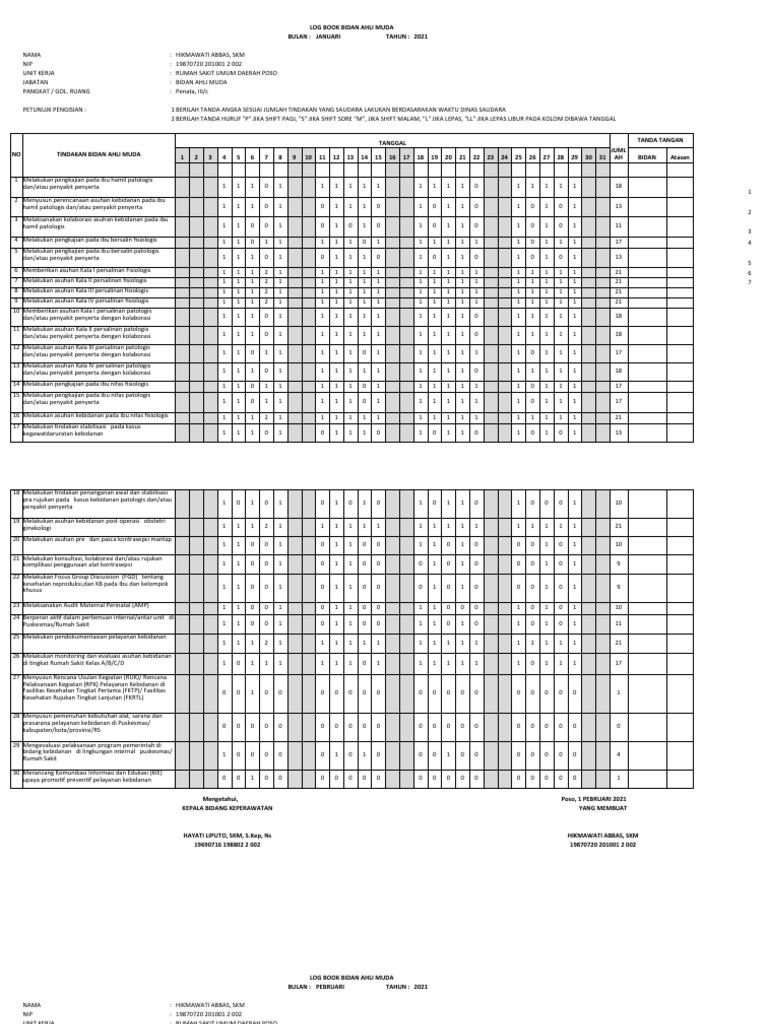 Logbook Bidan Ahli Muda Hikmawati Abbas, SKM | PDF
