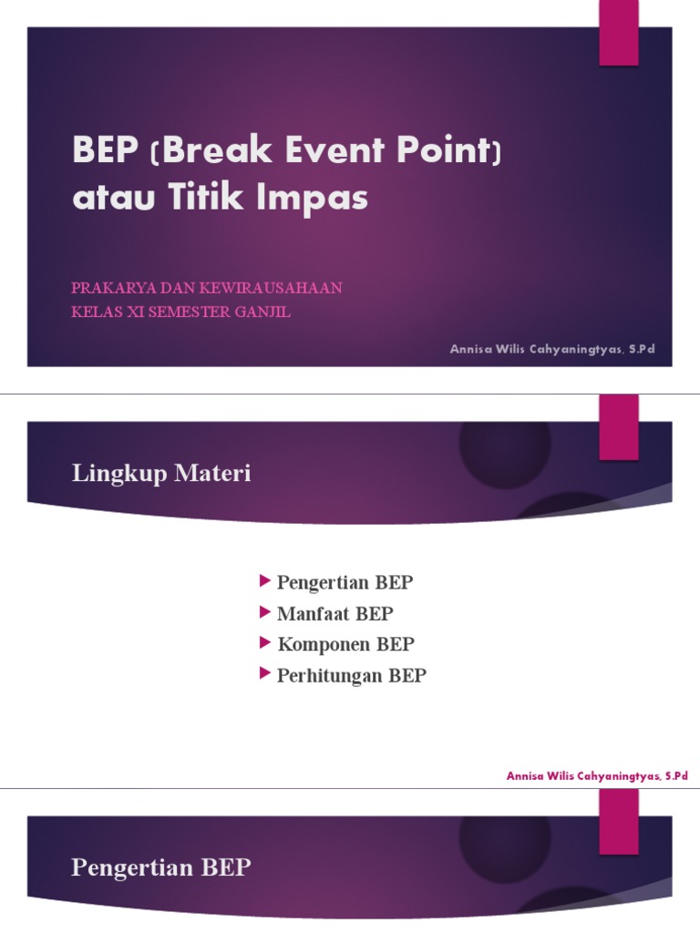 Break Event Point (Titik Impas) | PDF