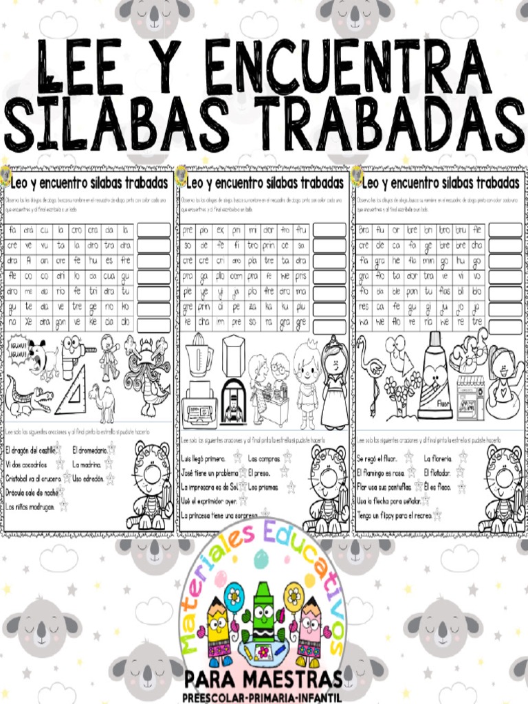 Lee y Encuentra Sílabas Trabadas Recopilado Por Materiales Educativos ...
