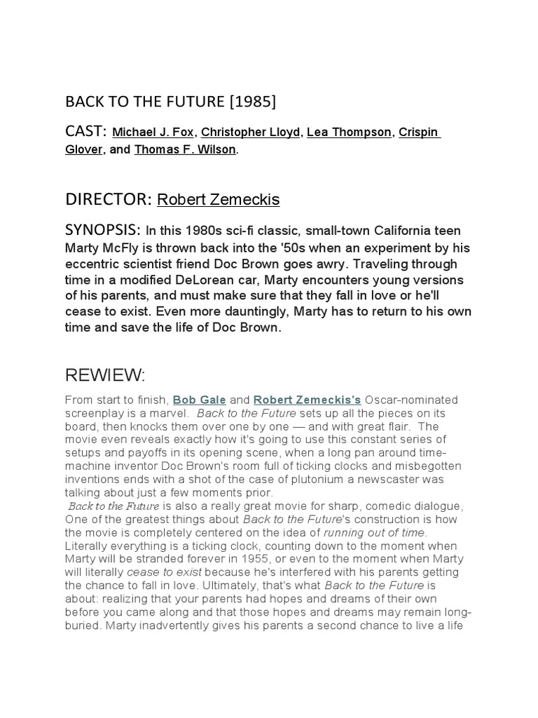Back To The Future | PDF
