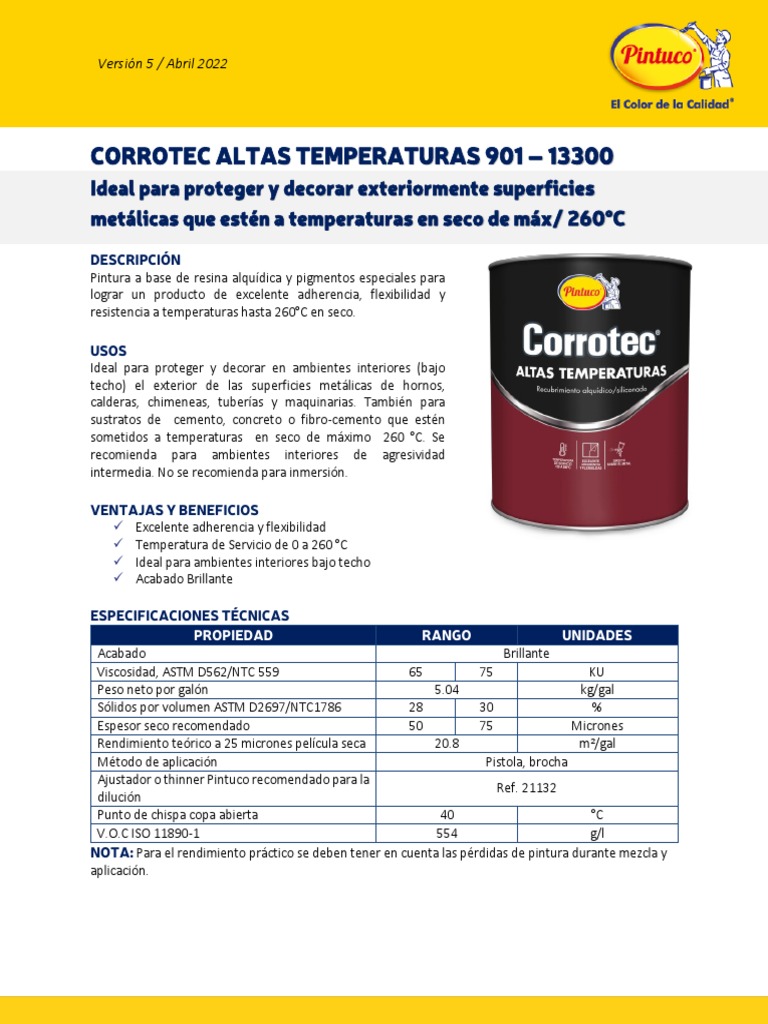 Corrotec Altas Temperaturas 901 0c 260c | PDF | Pintar | Pinturas