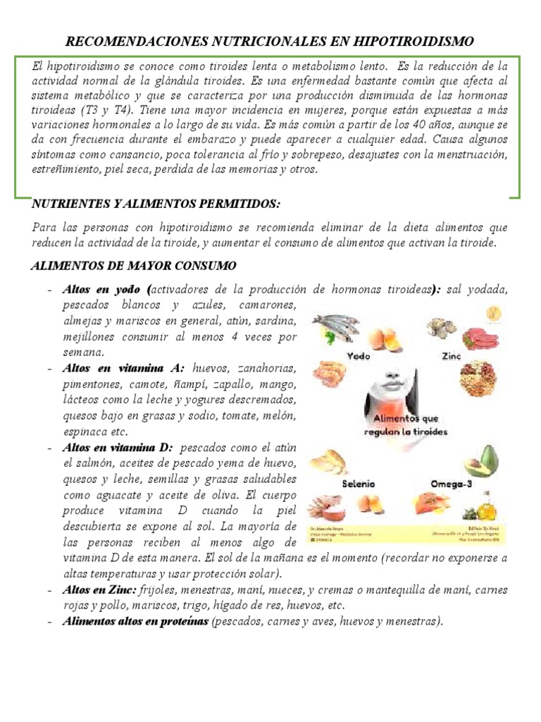 Recomendaciones Nutricionales En Hipotiroidismo Pdf