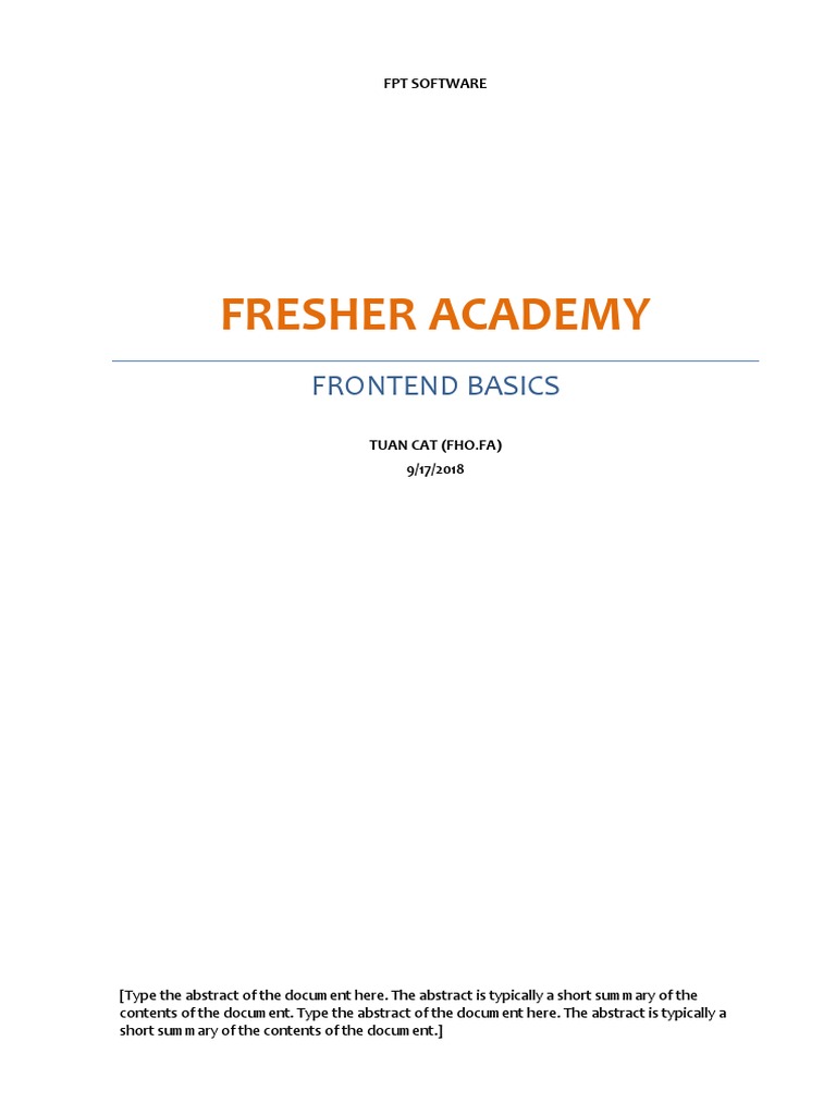 FPT FRESHER ACADEMY FRONTEND BASICS | PDF | Html | Computer File