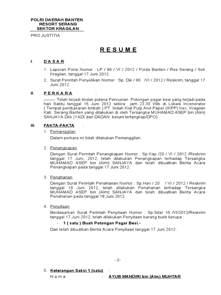 Resume Perkara Pidana Pencurian 363 KUHP | PDF