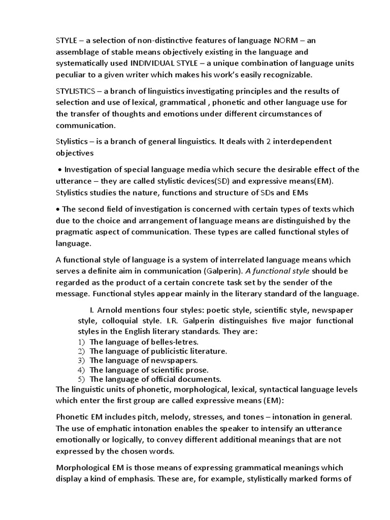 Stylistics Introduction | PDF | Linguistics | Speech