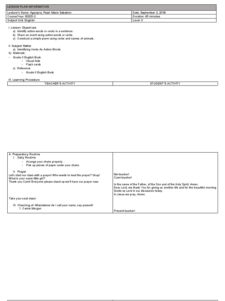 Detailed Lesson Plan | PDF