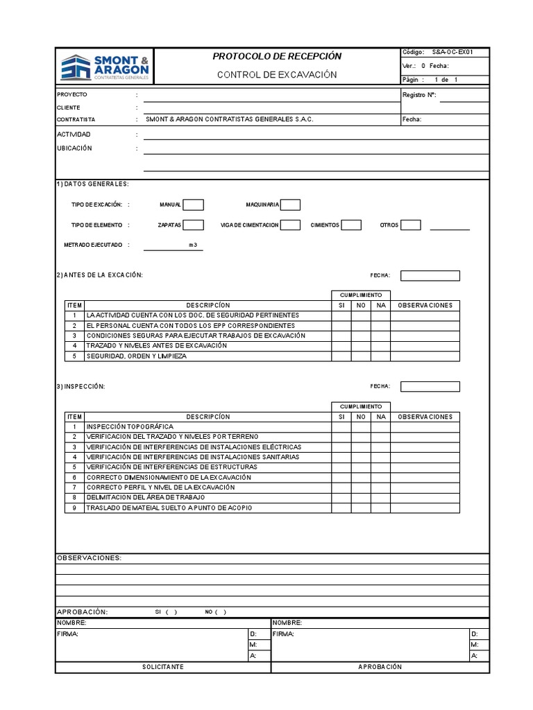 Protocolo de Control de Excavacion | PDF | Fundación (Ingeniería)