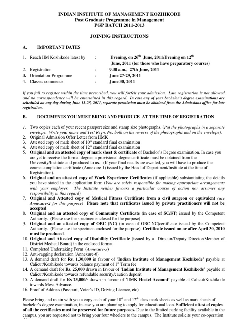 Joining Instructions Pg p 201113 | Postgraduate Education | Government