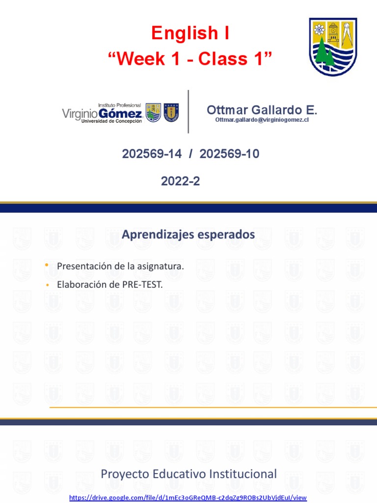 English I Week 1 Class 1 Pdf