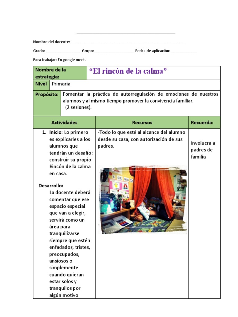 Rincón de la Calma en el Aula | PDF | Cognición