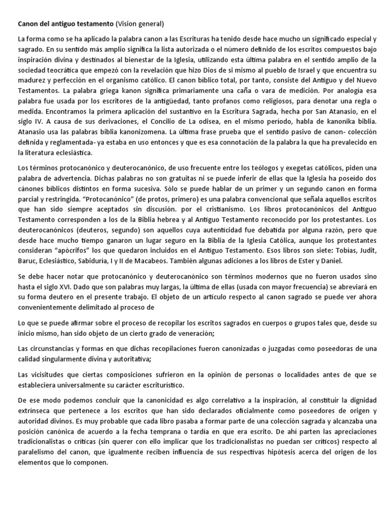 Canon Del Antiguo Testamento Clase De Etica Pdf Biblia Canon Bíblico