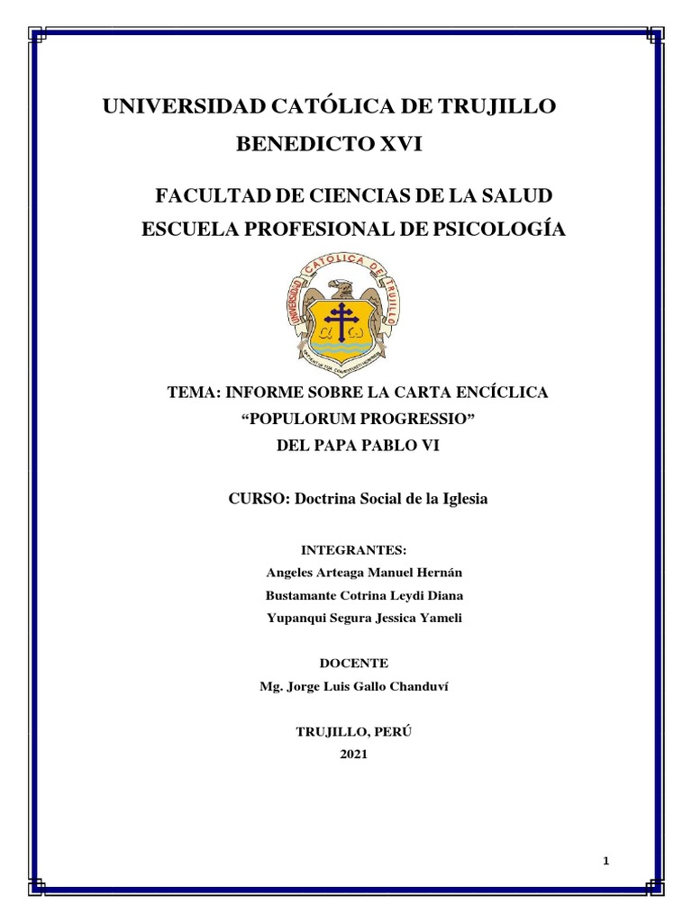 Informe sobre "Populorum Progressio" | PDF | Pobreza | Pobreza e indigencia