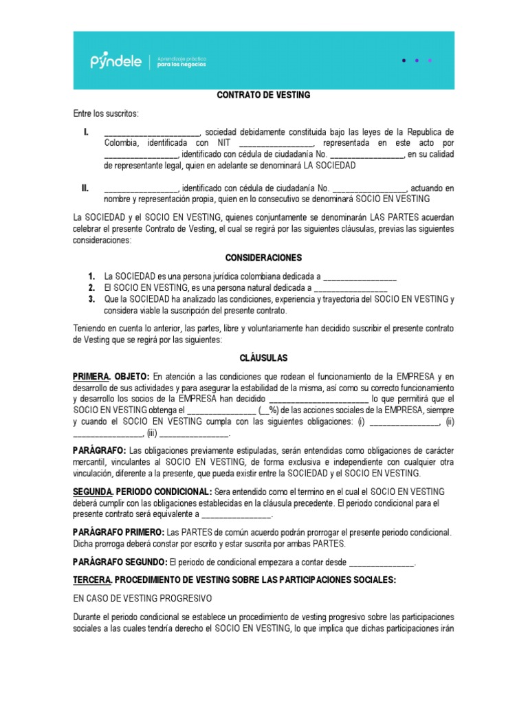 Modelo de Contrato VESTING | PDF | Arbitraje | Justicia