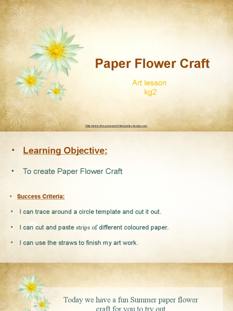Paper Flower Craft: Art Lesson kg2 | PDF