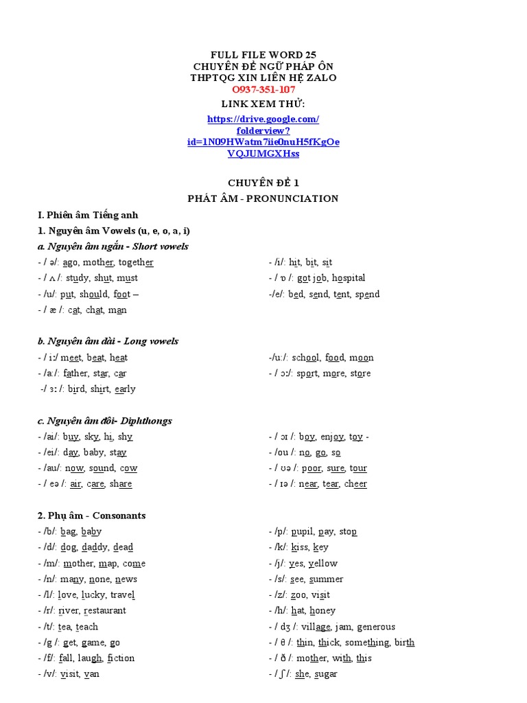 25 Chuyen de Ngu Phap | PDF