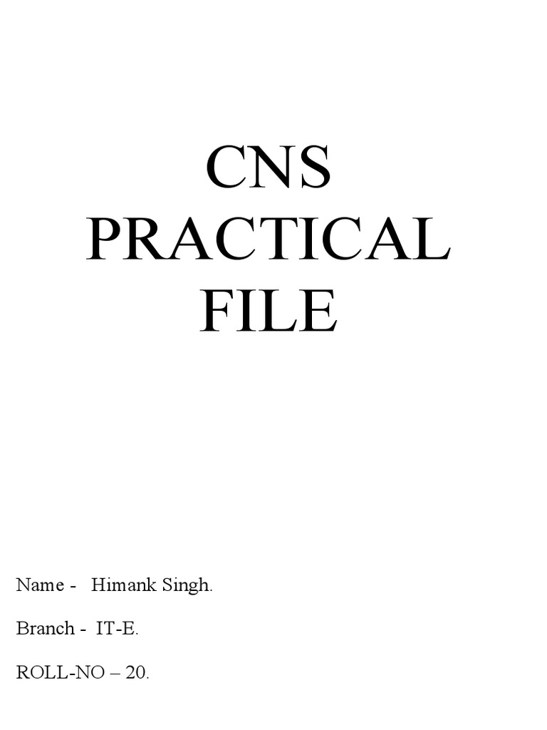 Cns Practical File | PDF | Computer Science | Telecommunications Engineering