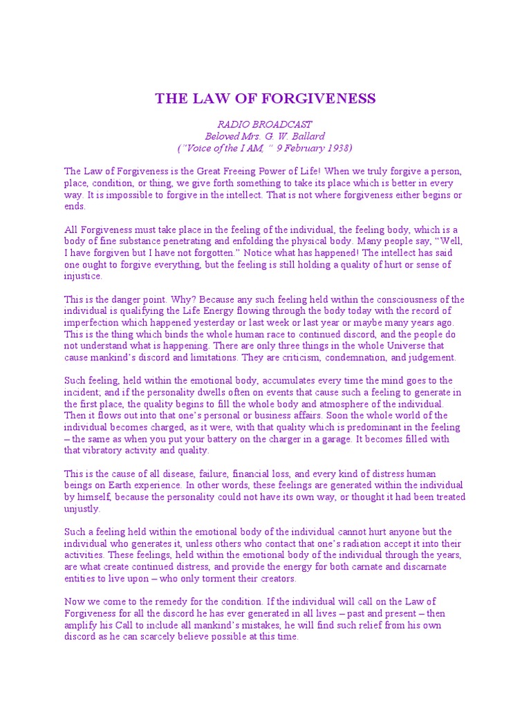 The Law of Forgiveness | PDF | Feeling | Forgiveness