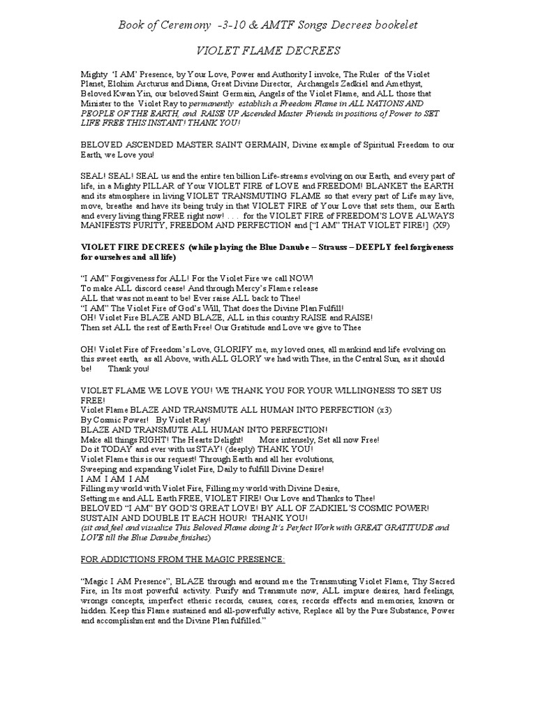 Violet Flame Decrees For Workshops | PDF | Ascended Master | Theology