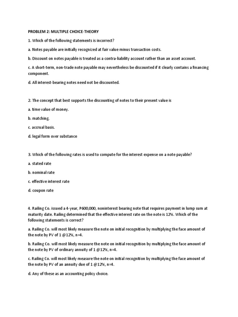 Intermediate Accounting 2 (Notes Payable) - Problem 2 | PDF | Present ...