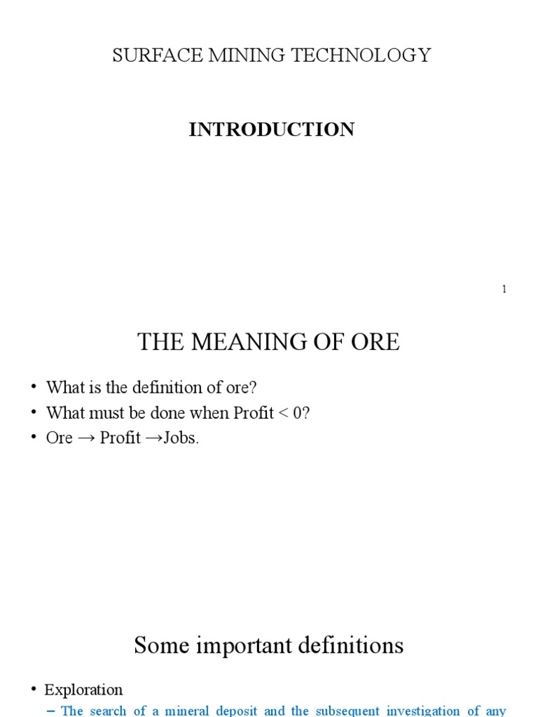 Surface Mining Lecture 1 | PDF | Mining | Coal Mining