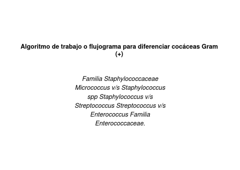 Algoritmo de Trabajo o Flujograma para Diferenciar Cocáceas Gram (+) | PDF