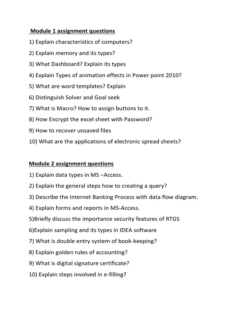 77th Batch Assignment Questions | PDF | Games & Activities | Technology ...