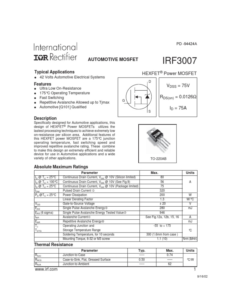 Irf 3007 | PDF