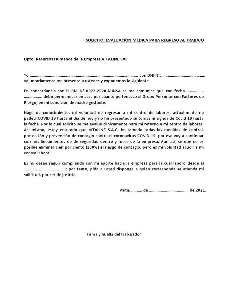 Solicitud de Regreso Al Trabajo Presencial | PDF