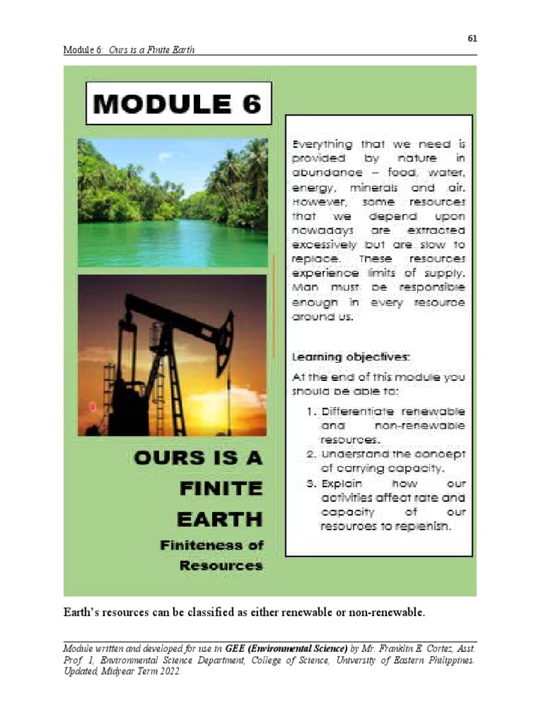 2022 - Envi Sci Module6 | PDF | Sustainability | Nature