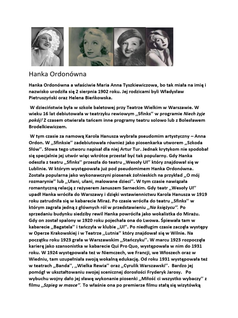 Hanka Ordonówna | PDF