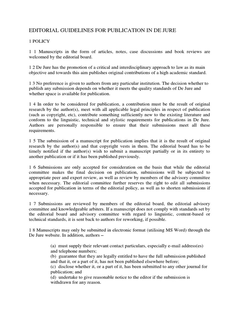De Jure Guidelines Finalised | PDF