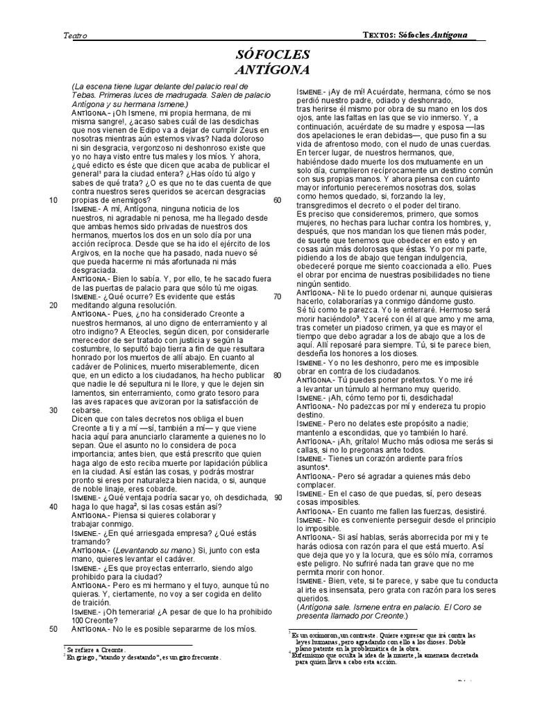 Antigona - Sófocles | PDF | Sófocles | Mitología tebana