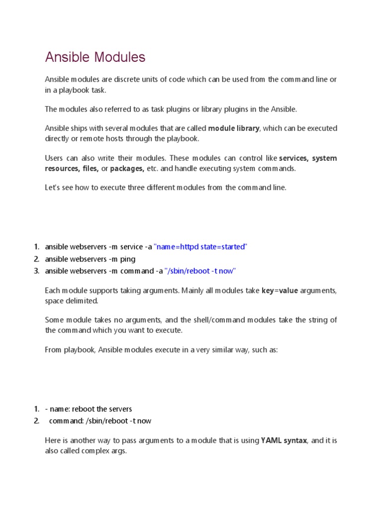 Ansible Modules | PDF | Networking | Internet & Web