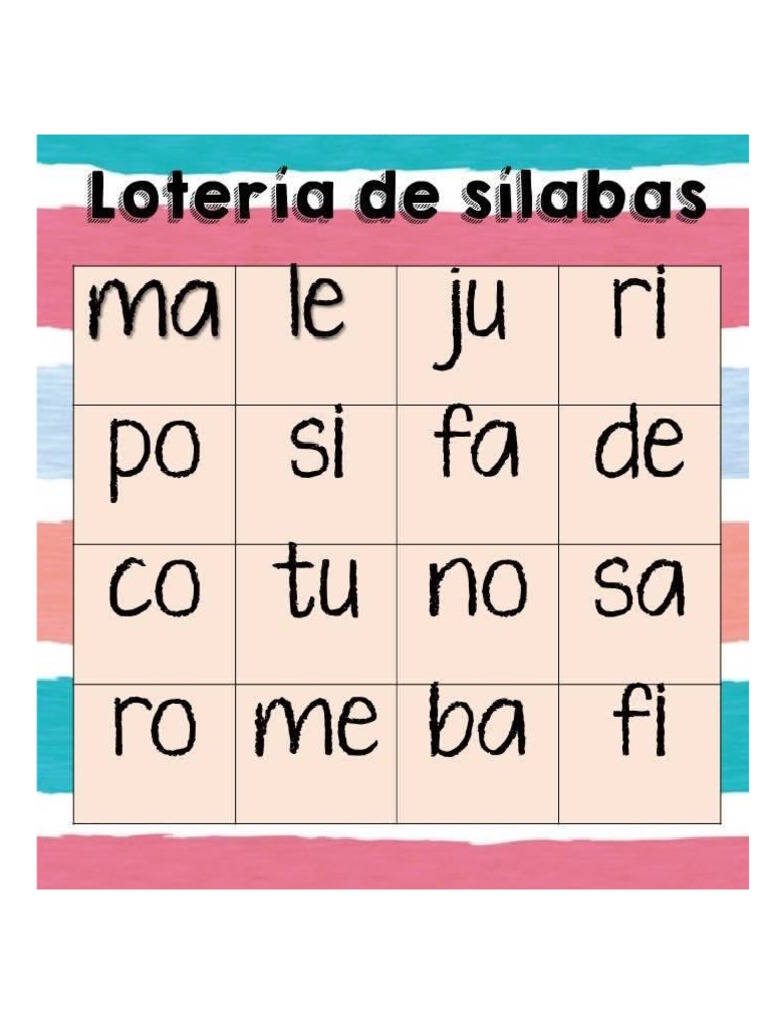 LOTERIA DE SILABAS | PDF