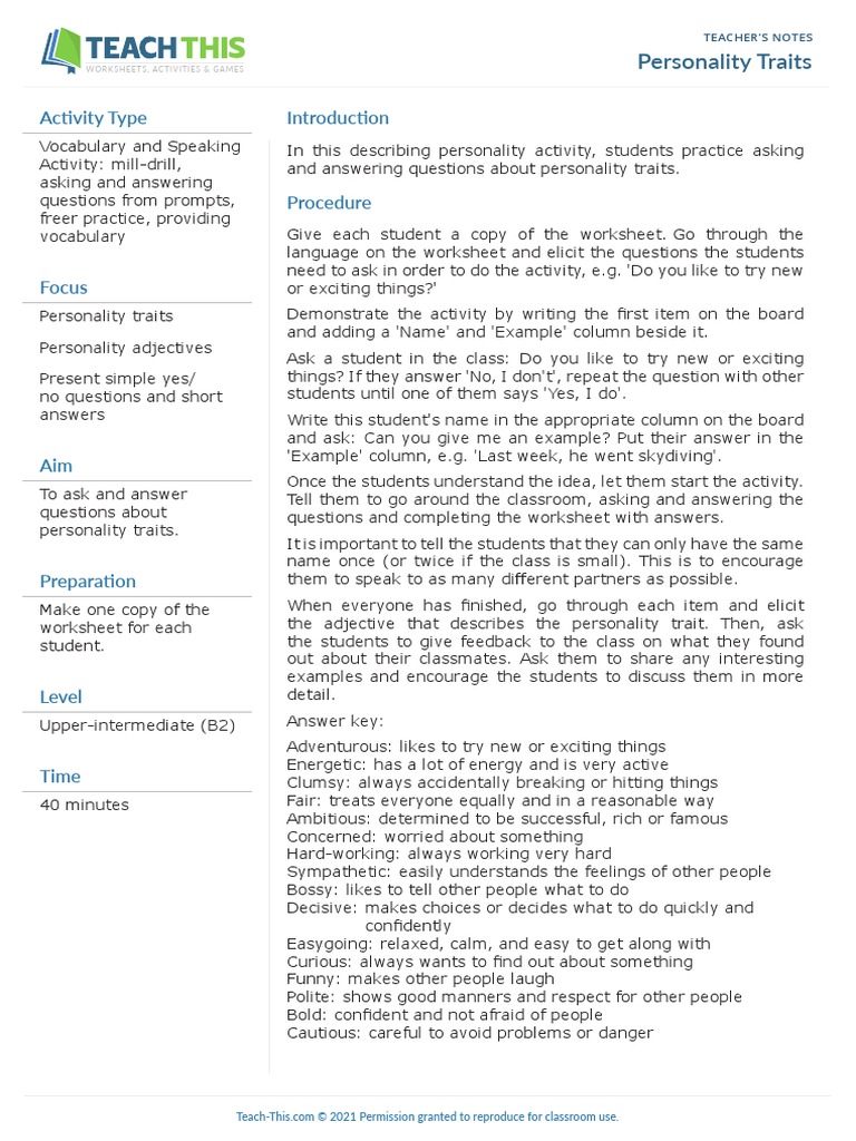 Personality Traits | PDF | Cognition