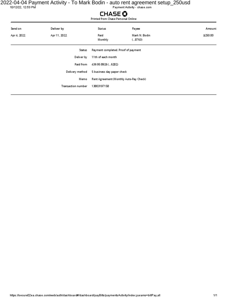 2022-04-04 Payment Activity - To Mark Bodin - Auto Rent Agreement Setup ...