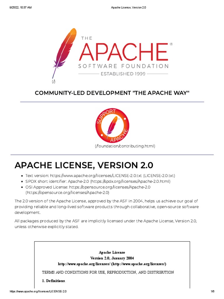 Apache License, Version 2.0 | Download Free PDF | License | Business Law