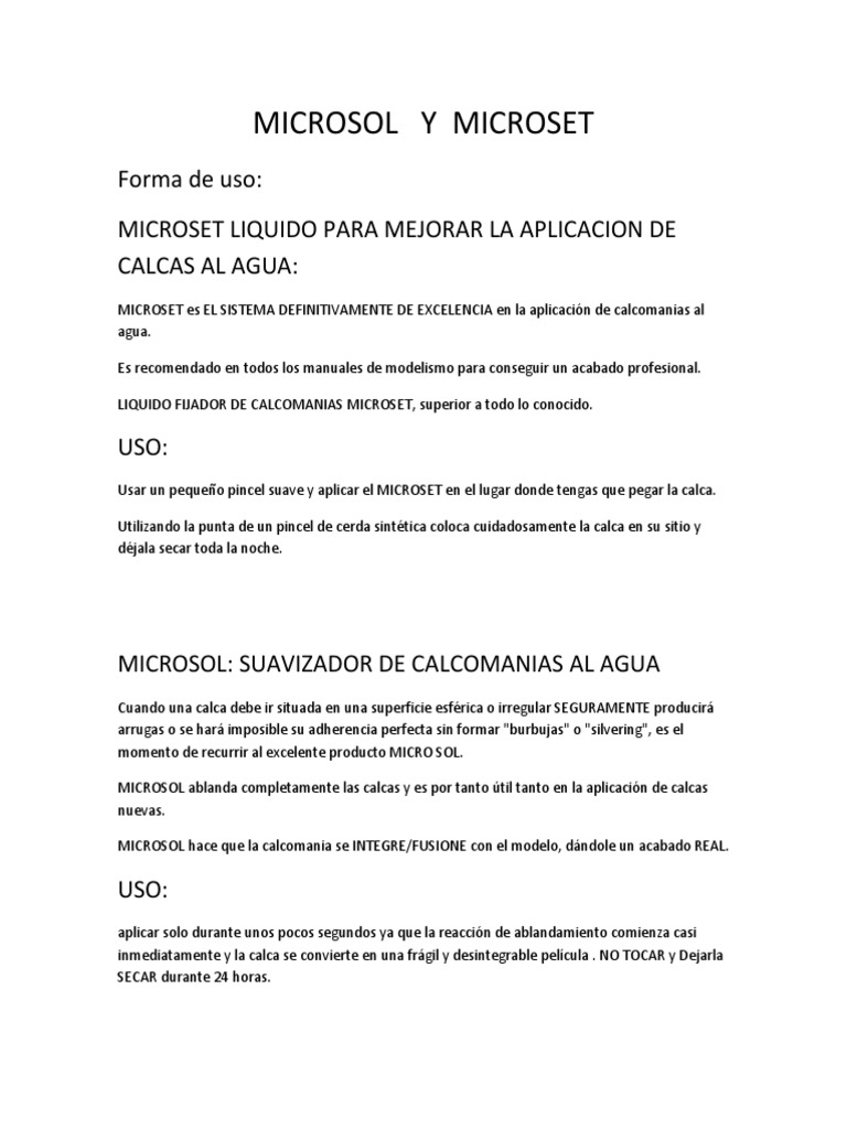 MICROSOL Y MICROSET (Guia de uso) | PDF