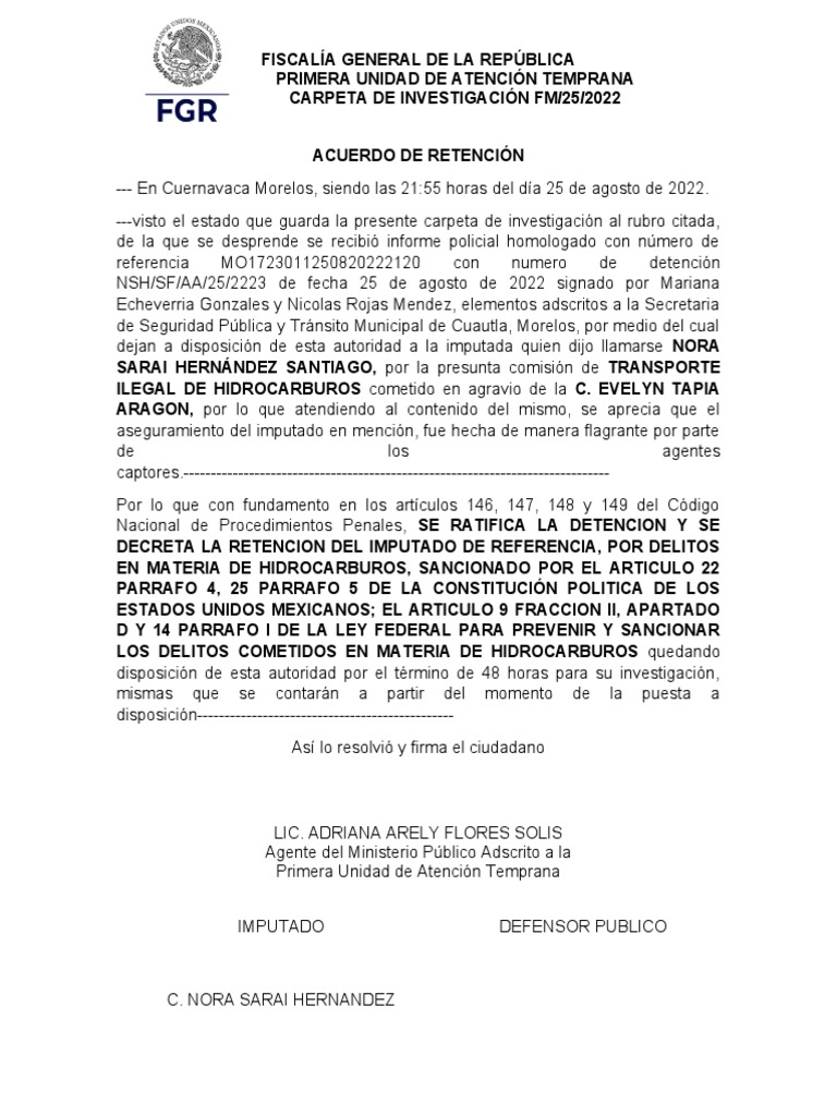 Acuerdo de Retencion | PDF