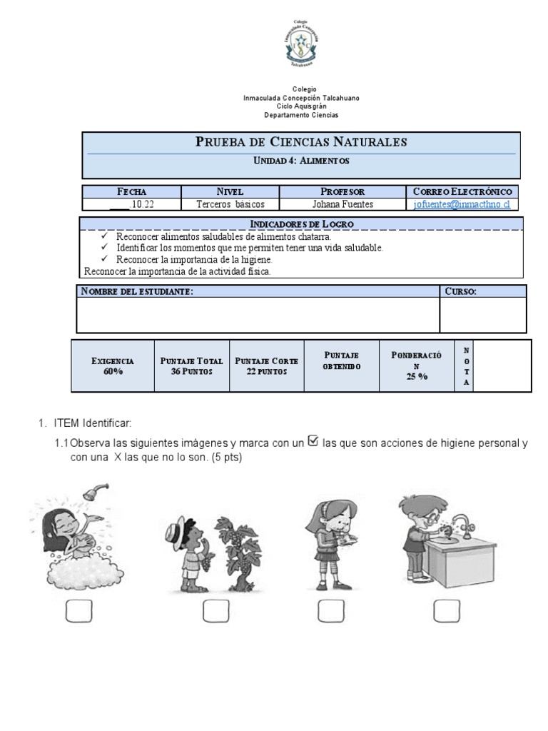 Prueba de Ciencias Naturales: Alimentos | PDF | Alimentos | Legumbre
