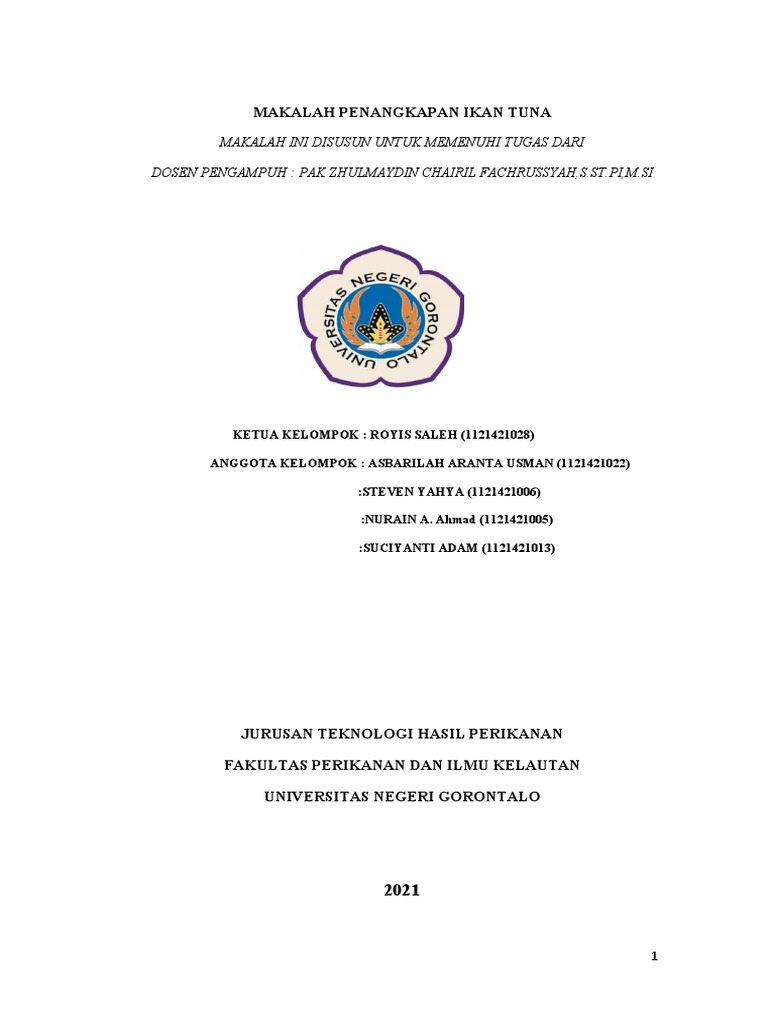 MAKALAH PENANGKAPAN IKAN TUNA Kelompok 1 | PDF | Kesehatan Holistik