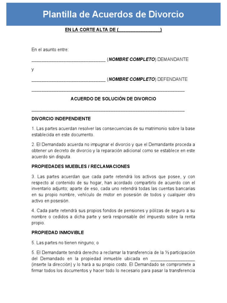 Acuerdos de Divorcio | PDF | Derecho