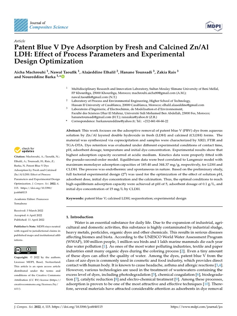Jcs 06 00115 | PDF | Adsorption | Ph Jcs 06 00115 | PDF | Adsorption | Ph